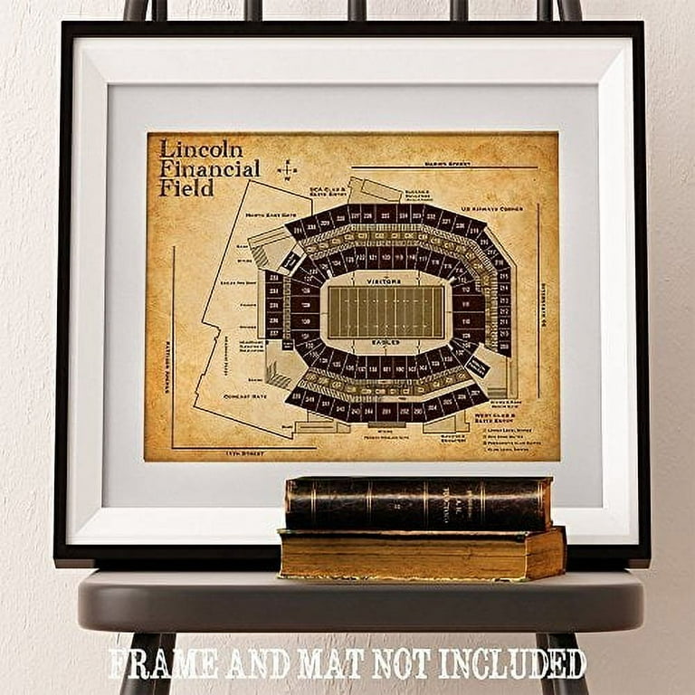 Vintage Style Print Of Lincoln Financial Field Seating Chart On Photo