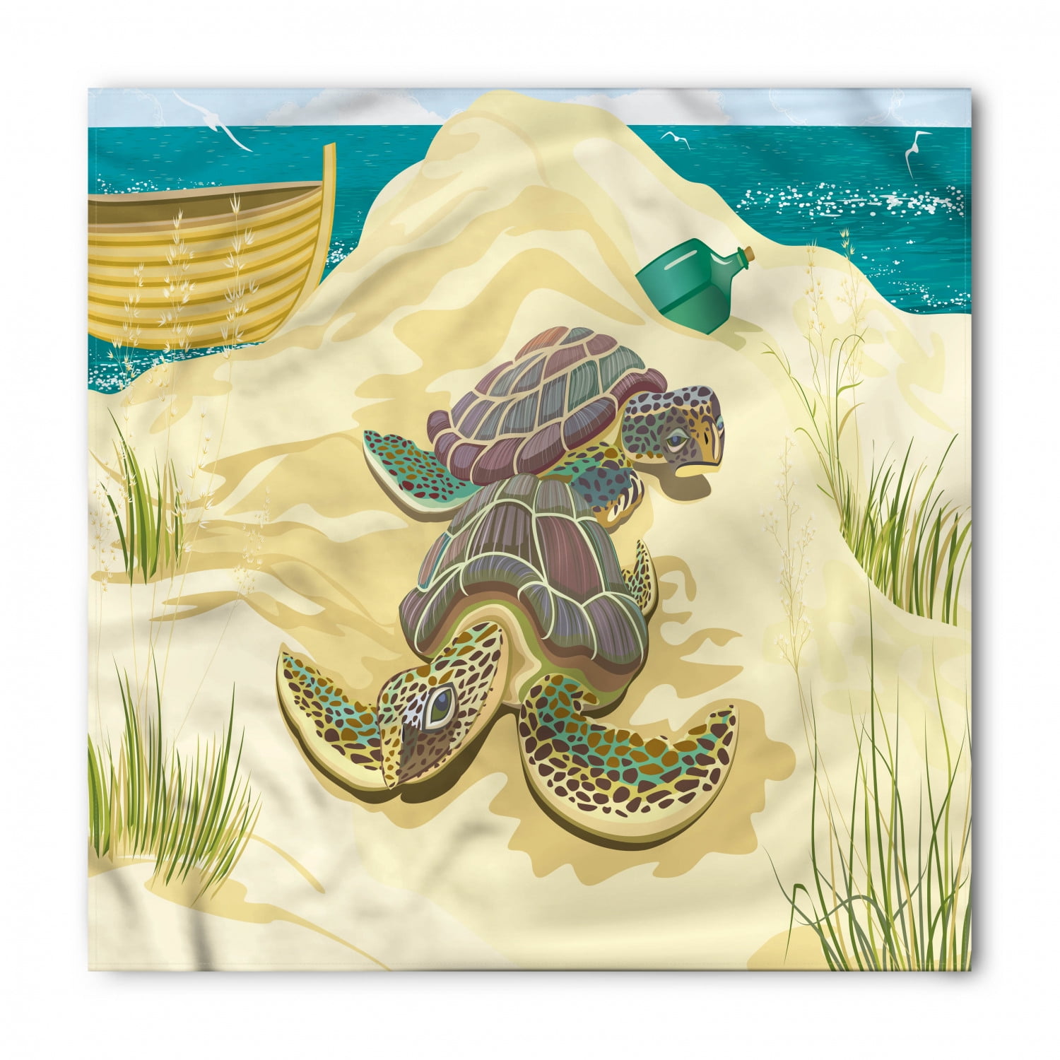 Turtle Bandana, Sea Turtles Sand Boat, Unisex Head and Neck Tie, by ...