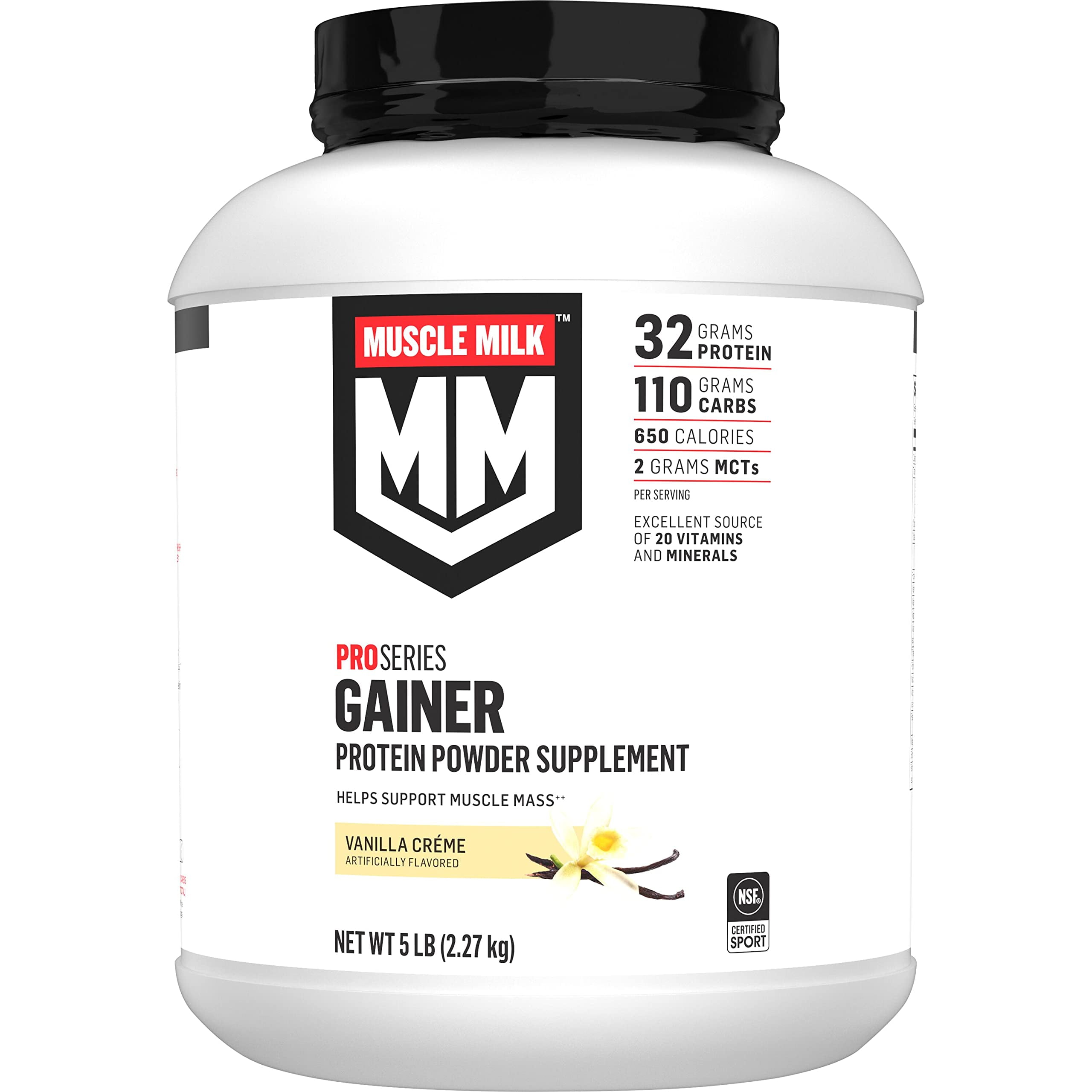 Muscle Milk Gainer Protein Powder, Vanilla Creme, 32g Protein, 5 Pound ...