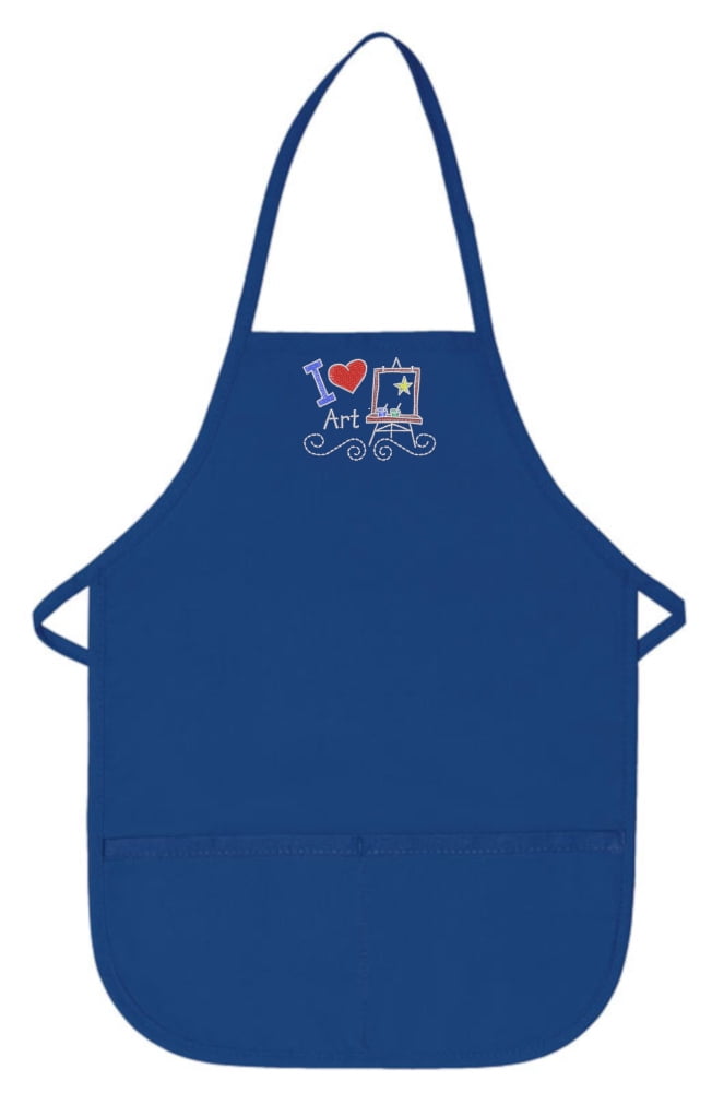 Royal Blue Kids Art Smock with I Love Art Design by My Little Doc ...