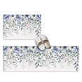 Blue Green 2 Pieces Non-Slip Kitchen Mat Set, Flowers Eucalyptus Leaves ...