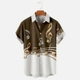 ZCFZJW Mens Bowling Shirt Retro Music Note Print Hawaiian Shirts Short Sleeve Casual Button Down ...