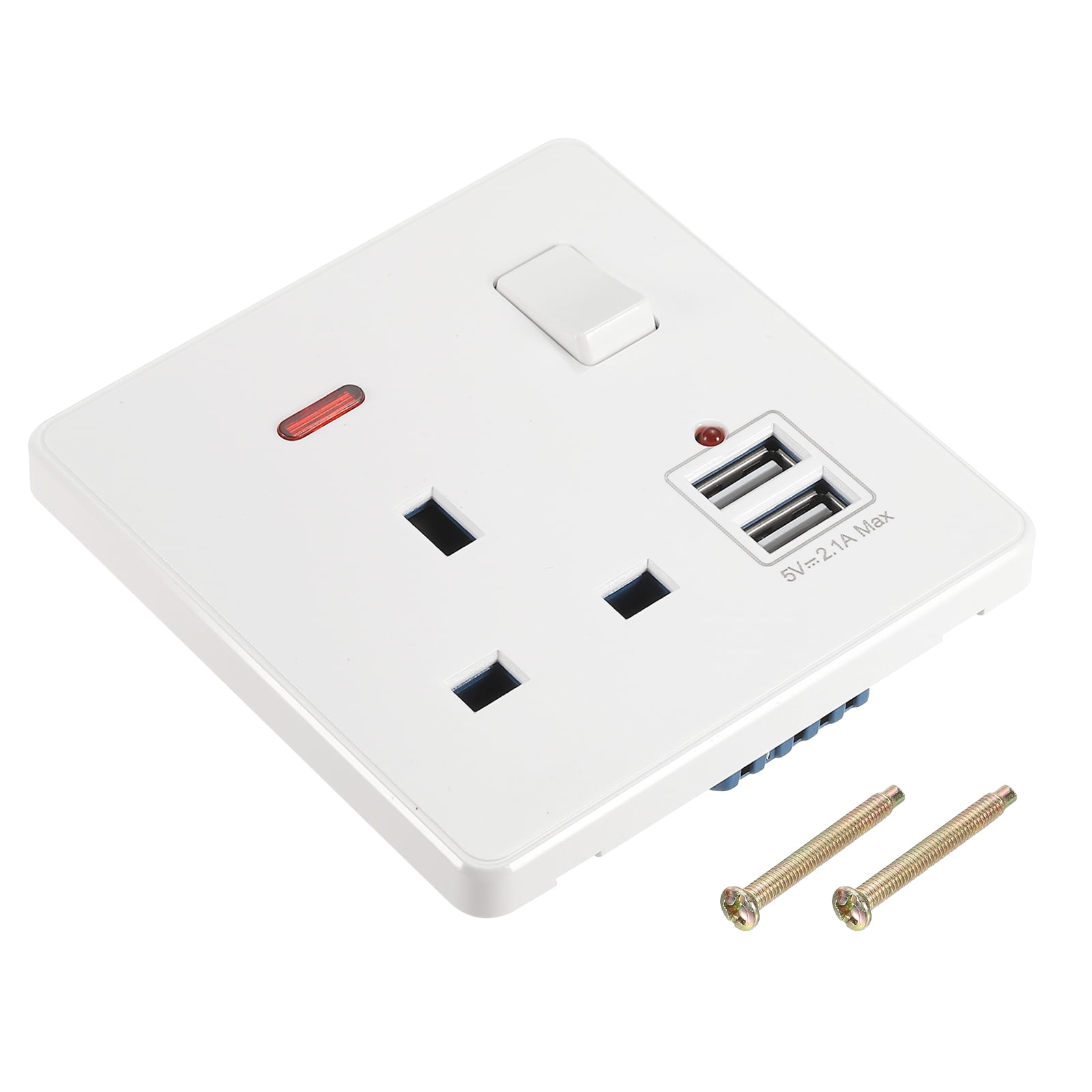 Uxcell UK Socket Switched Multi Power Outlet Dual USB White PC Panel ...