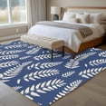 Beige Ferns Washable Area Rug 8x10 Marine Plants Fronds Floral Navy ...