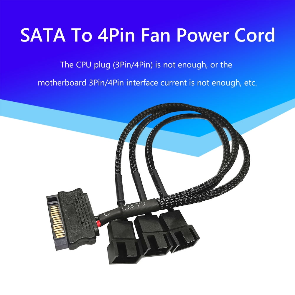 PC Fan Splitter Power Cable SATA to 4Pin Cooler Cooling Fan Extension ...