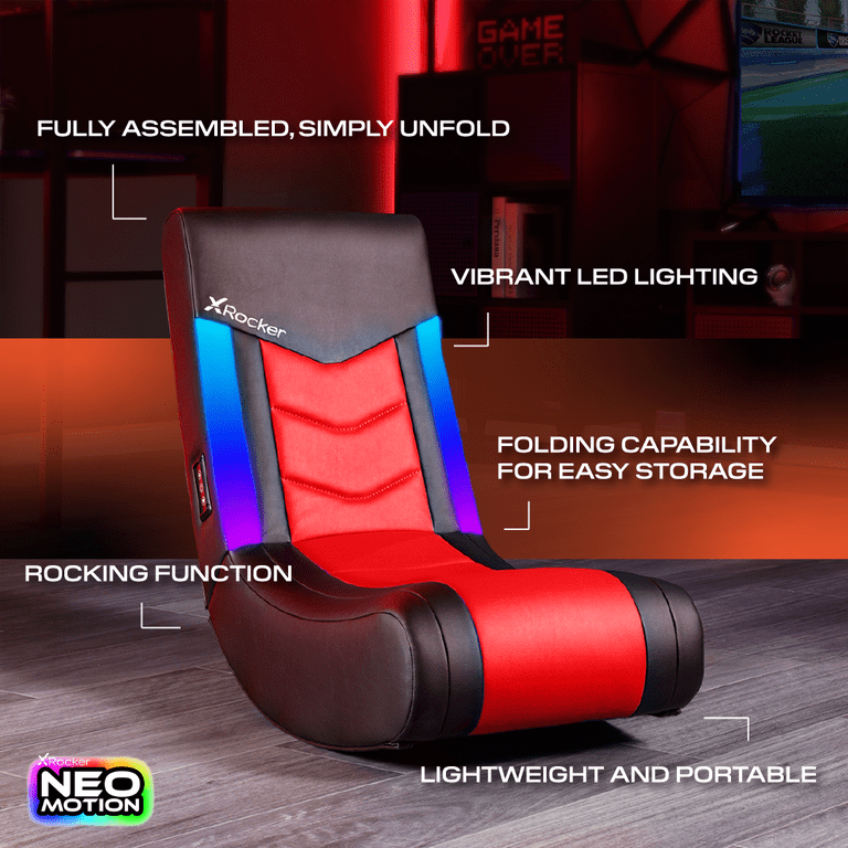 X Rocker Solo Floor Rocker Gaming Chair with RGB Lighting Red