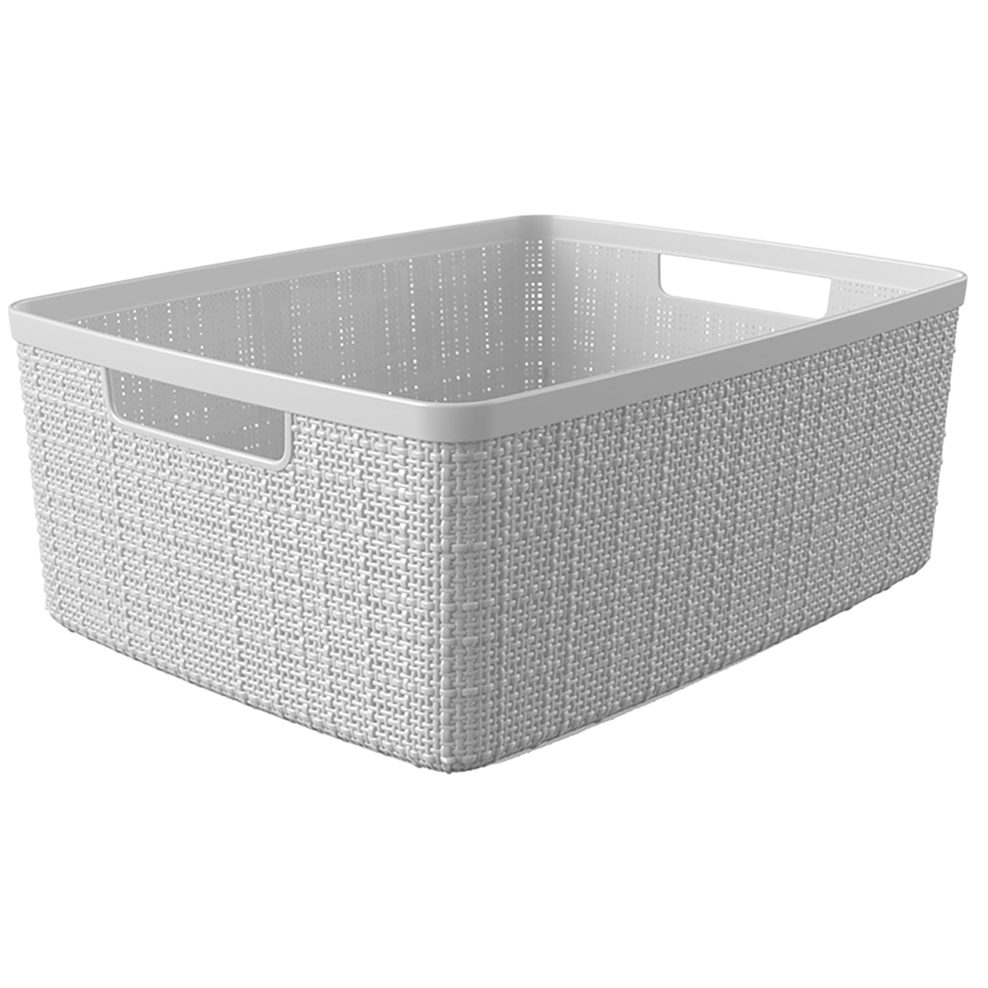 Curver Jute Basket Medium, Resin Plastic Storage Bin, White, 4 Pack ...