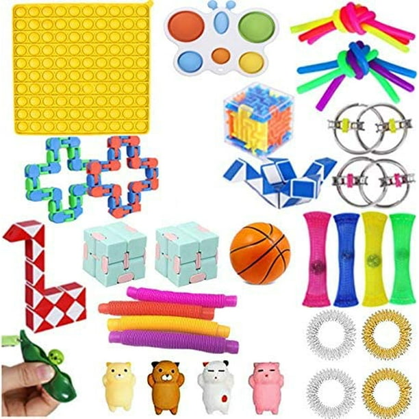 Fidget Toys Set, Cheap Fidget Pack with Big Size Push Pop Bubble ...