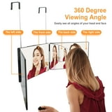 Kusmil 3 Way Mirror, 5X Magnifying Tri Fold Mirror, 360° Adjustable ...