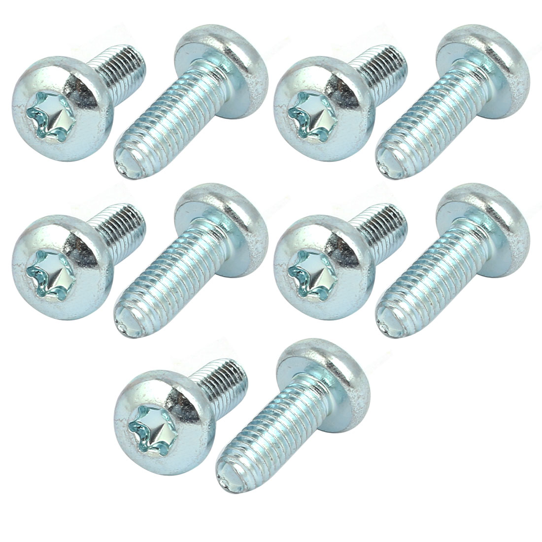 M6x16mm Pan Head Torx Socket Triangle Thread Screw Bolt Silver Tone 10pcs