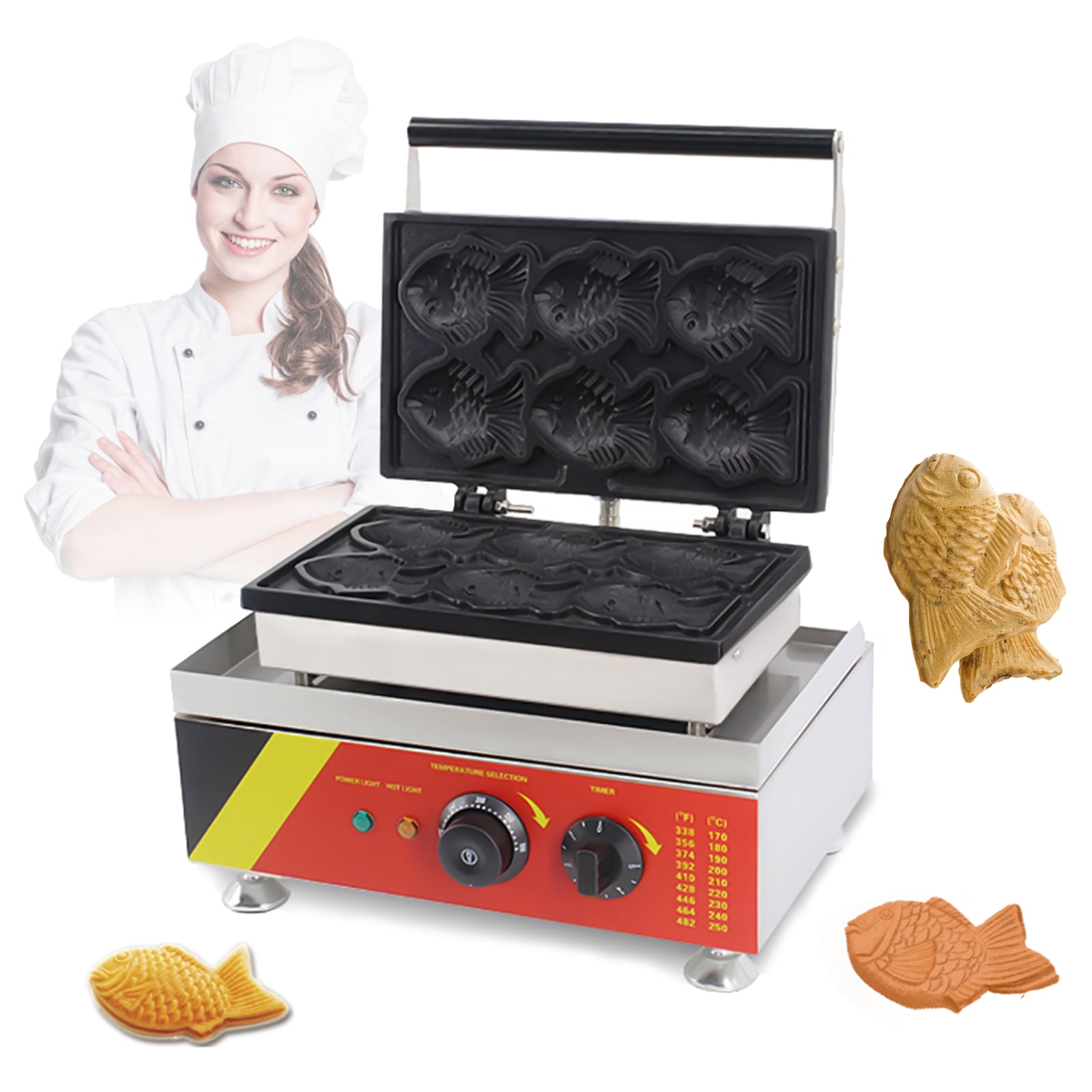 Miumaeov 6 Pcs Commercial Taiyaki Waffle Maker Machine Electric ...