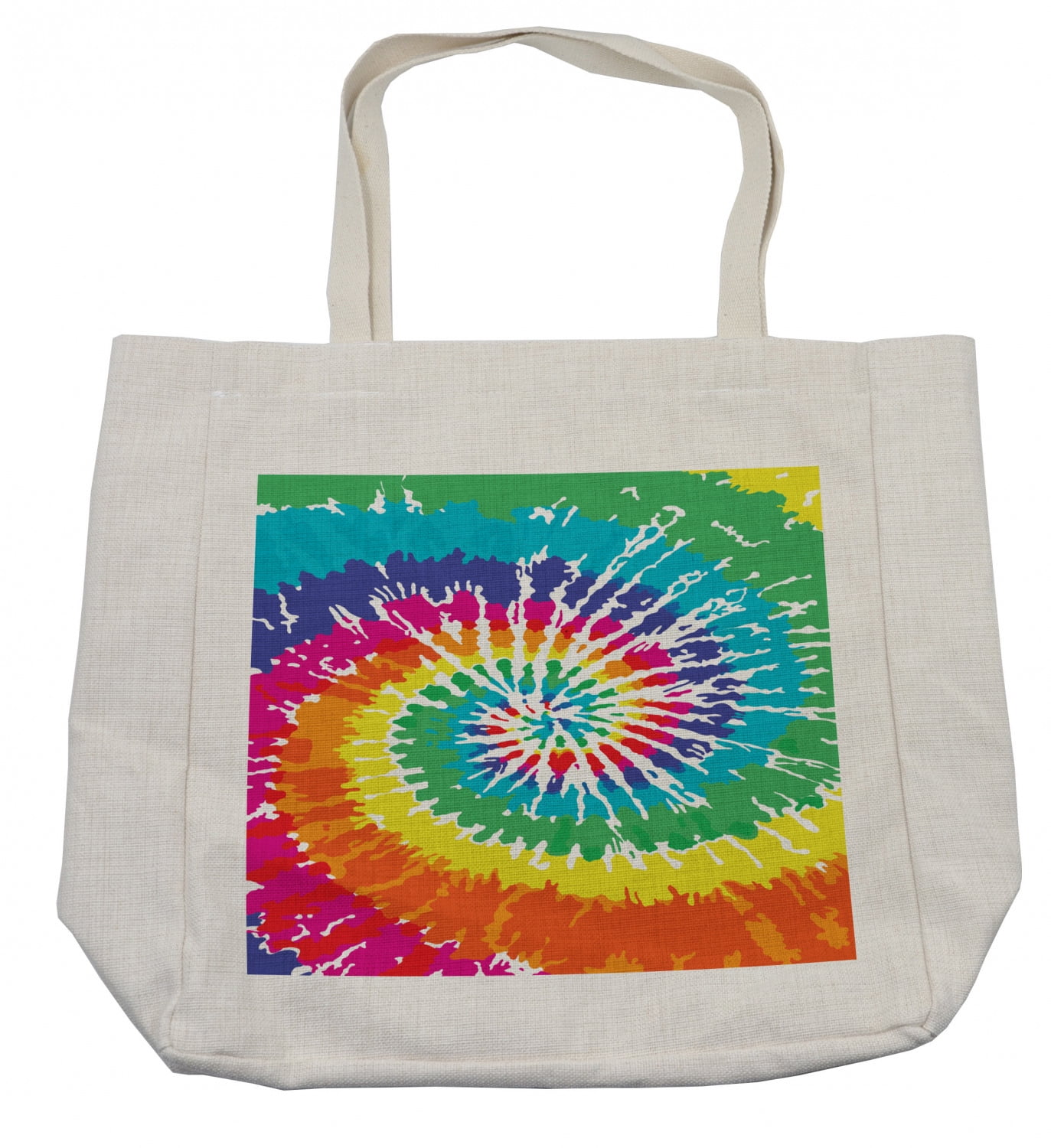 Rainbow Shopping Bag, Digital Spiral Vortex Vibrant Rainbow Colored ...