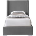 Bowery Hill Contemporary Grey Linen Textured Fabric Twin Bed - Walmart.com