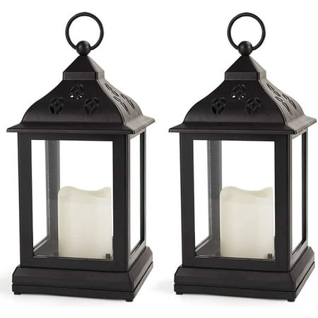 2 Pack / Vintage Candle Lantern with LED Sparkling Flameless Candle ...