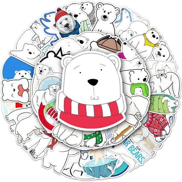SHILIU-50 Packs Polar Bear Stickers Water Bottles Laptop Phone ...