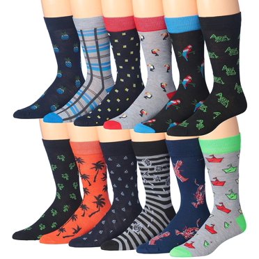 James Fiallo Mens 12-Pairs Funny Funky Crazy Novelty Colorful Patterned ...