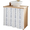 Eclectic Stripes Cabinet Curtain, Rustic Navy Blue Dashed Lines Shabby ...