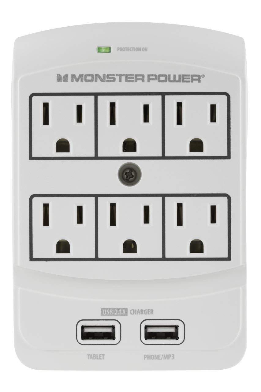 Monster Core Power 6-Outlet Wall Tap with USB Charging - Walmart.com