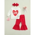 Ma&Baby Toddler Baby Girls Valentine's Day Outfits Cotton Sweatshirt Flare Bell Bottom Pants 1-5 ...