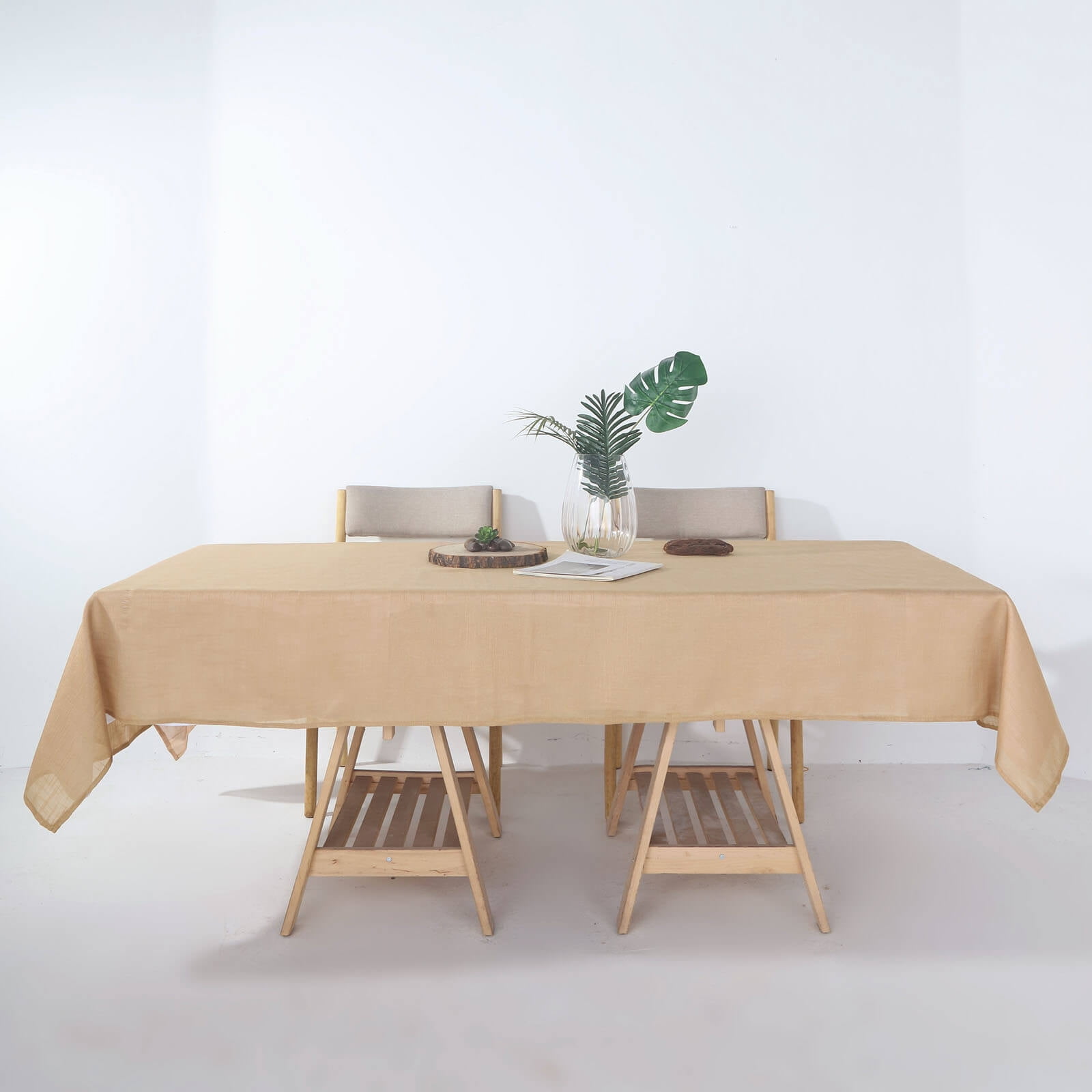 Efavormart 60x102" Premium Natural Faux Linen Rectangular Tablecloth ...
