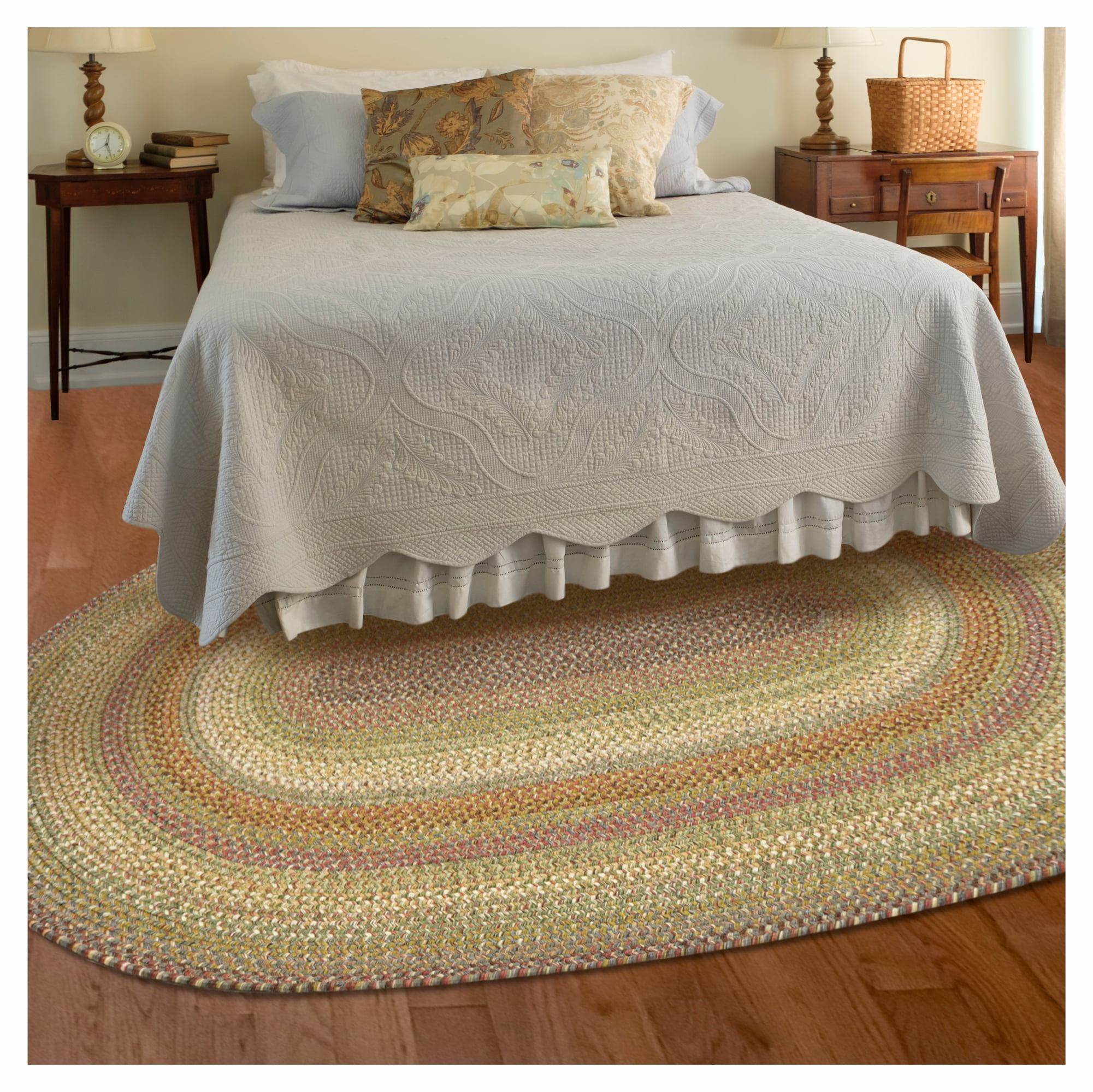 Homespice Rainforest 4x6' Beige Oval Braided Rug, Washable Rug for ...