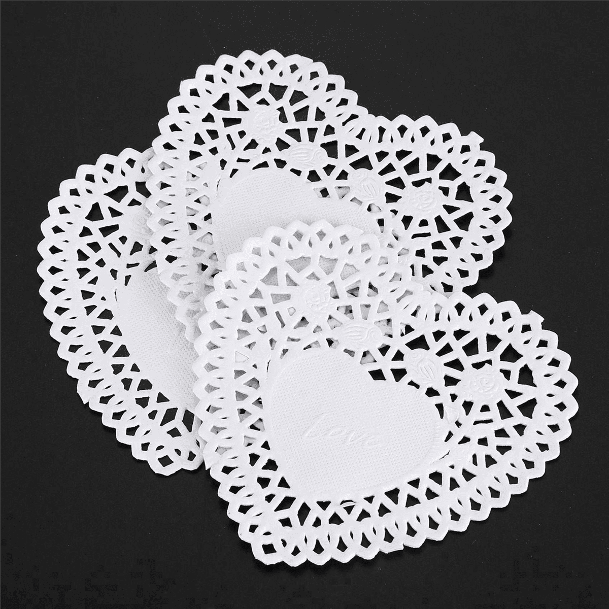 Click here for Unbranded 200x 4 Inch White Love Heart Paper Lace... prices