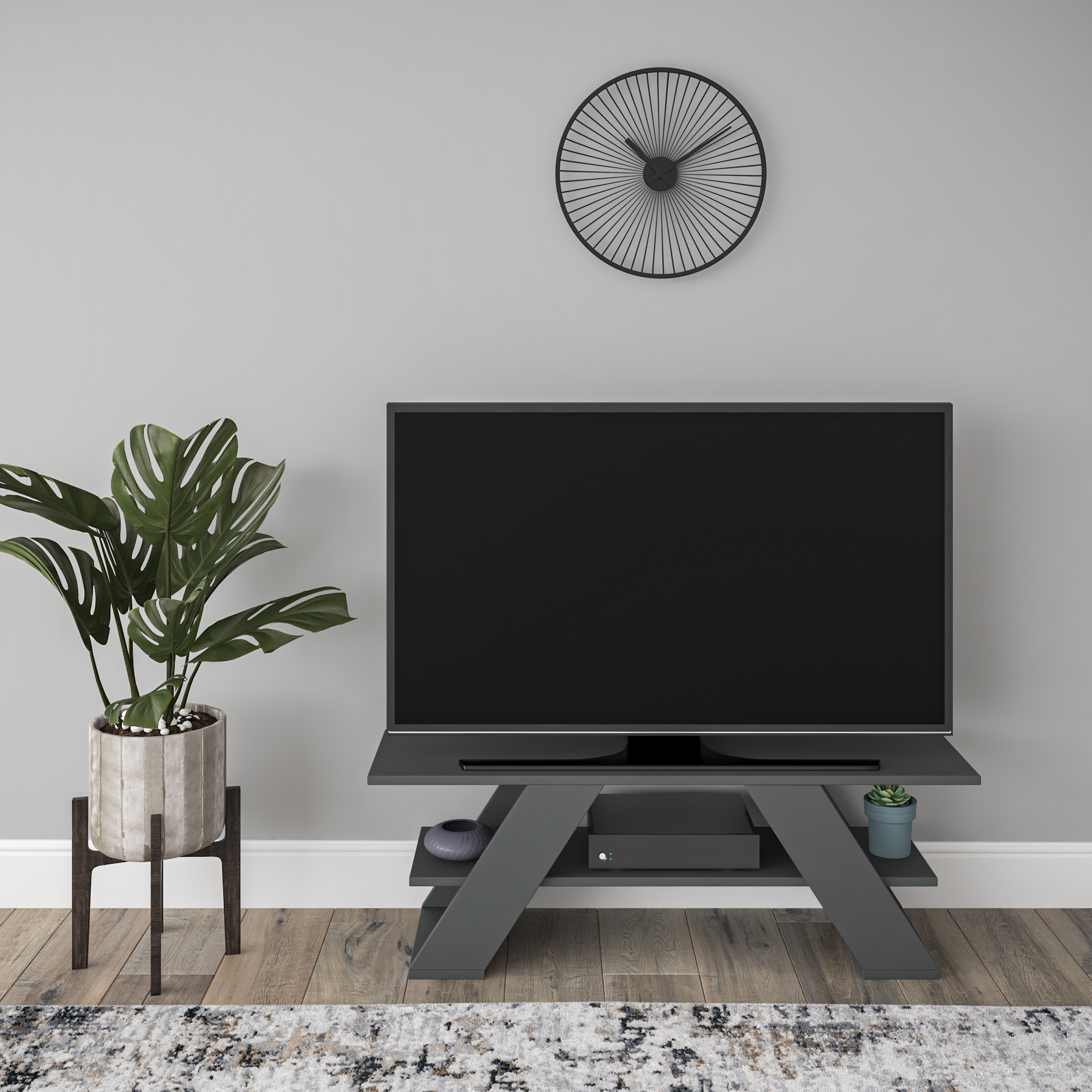 Ada Home Decor Furniture for TVs up to 53" 1 Tier Open Shelf Anthracite ...