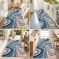 2'x6' Rug Runners for Hallways Kitchen, Blue Pink Marble Non Slip ...