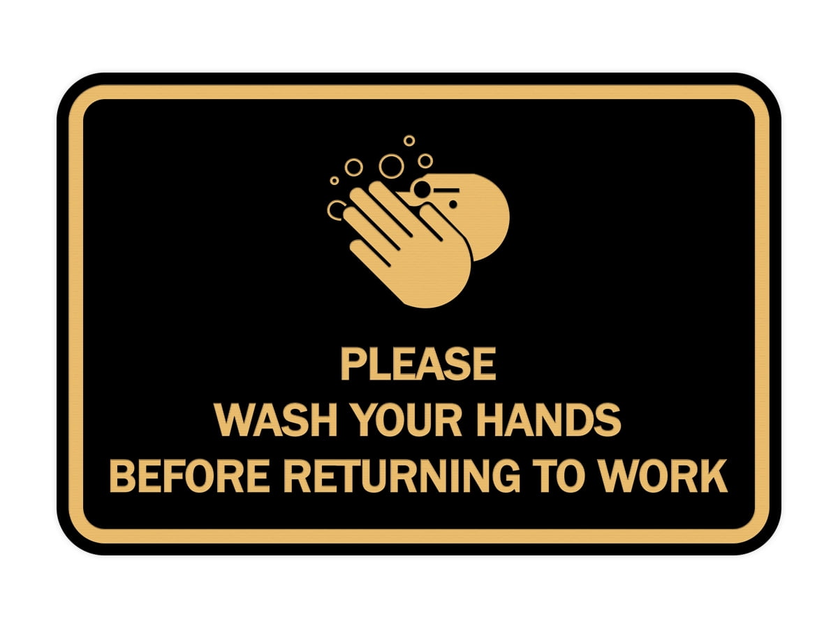 Classic Framed Please Wash Your Hands Sign (Black Gold) - Large ...