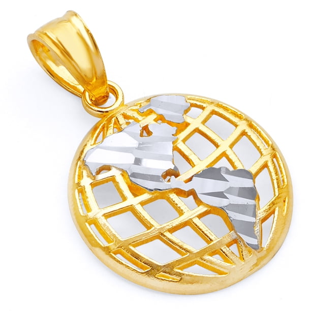 Wellingsale 14K Two 2 Tone White and Yellow Gold Polished Diamond Cut ...