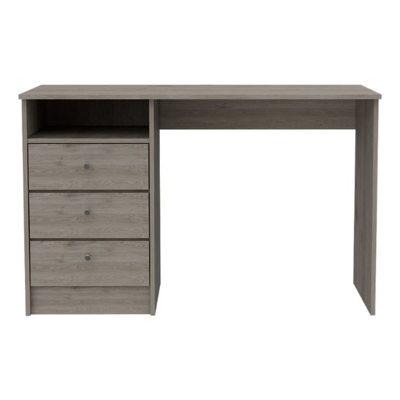 FM FURNITURE Naples Computer Desk Three Drawers Gray Engineered Wood ...
