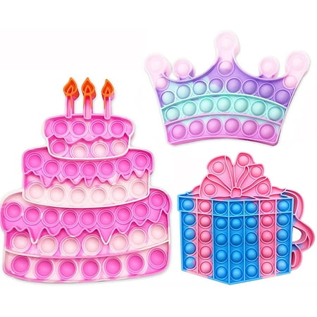 GCIVETCAT 3 Pack Pop Fidget Sensory Toys, Cake Gift Crown Poppers ...