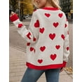 Valentine's Day Cardigans for Women Cute Heart Printed V-Neck Button Down Cardigan Sweaters with ...