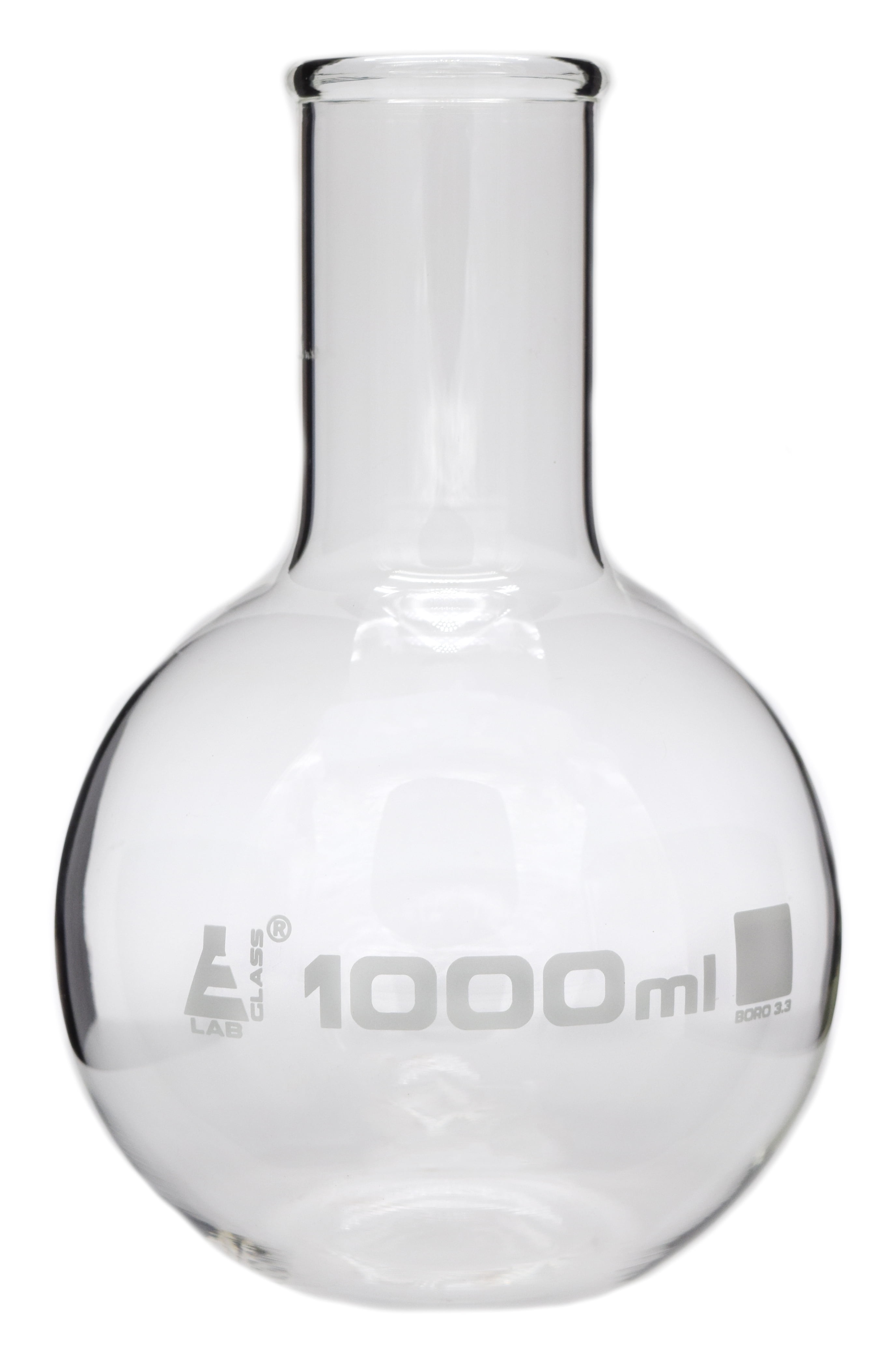 Florence Boiling Flask, 1000ml, Borosilicate Glass, Wide Neck, Flat ...