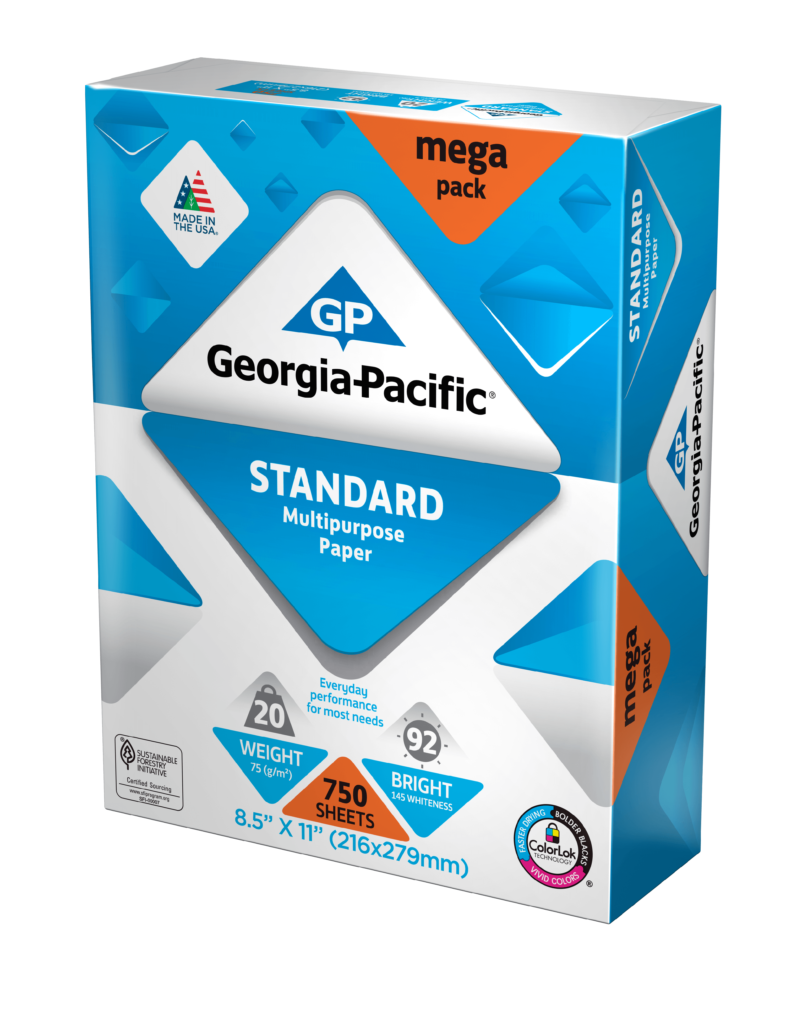 Georgia Pacific Standard Paper 8 5 X 11 20lb 92 Bright 750 Sheets 