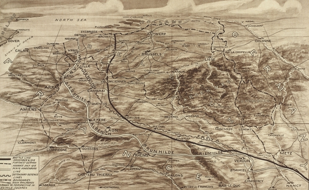 World War 1. Map Of The Western Front Showing The Position Of The ...