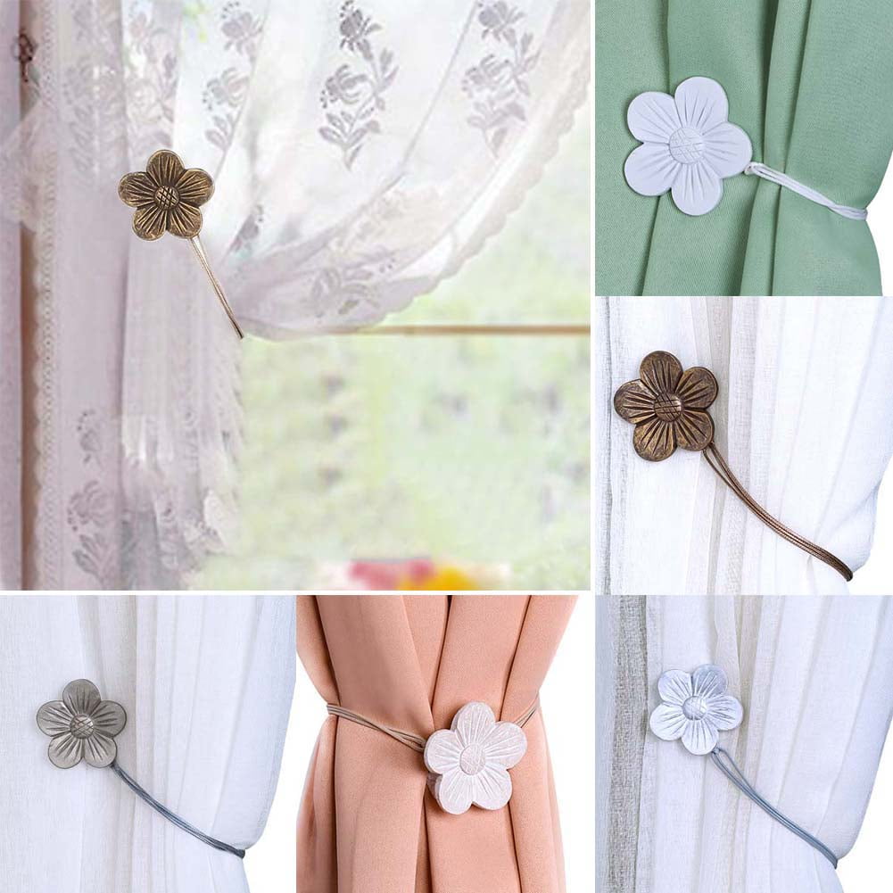 SPRING PARK Vintage Magnetic Curtain Tieback, Resin Flower Curtain ...