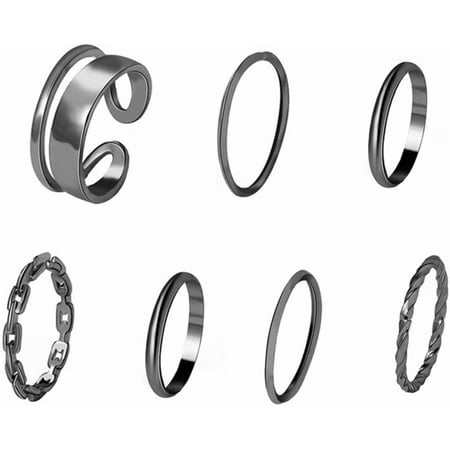 Black Knuckle Rings Joint Knuckle Ring Set Stackable Finger Rings Snake ...