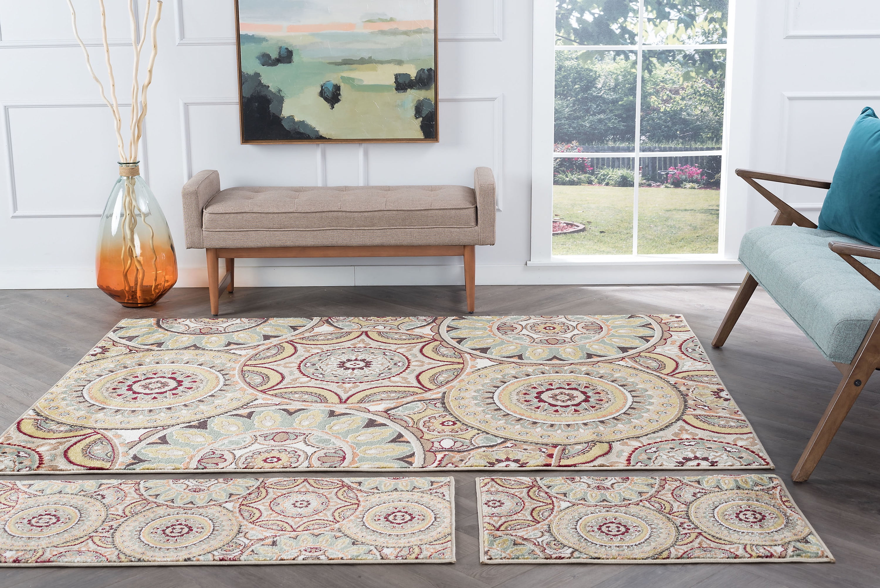 Contemporary Area Rug (3-Piece Rug Set: (5' x 7', 20'' x 60'', 20'' x ...