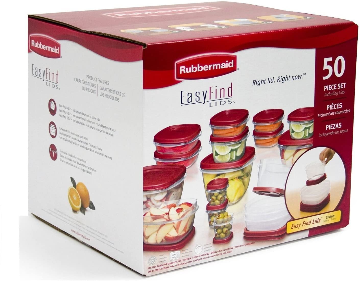 Rubbermaid Easy Find Lids Food Storage-Containers, Racer Red, 50 Piece ... Rubbermaid Easy Find Lids Food Storage-Containers, Racer Red, 50 Piece ...