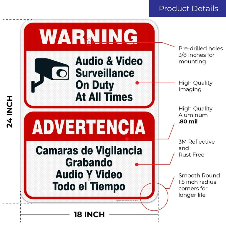 Video Surveillance Signs English And Spanish