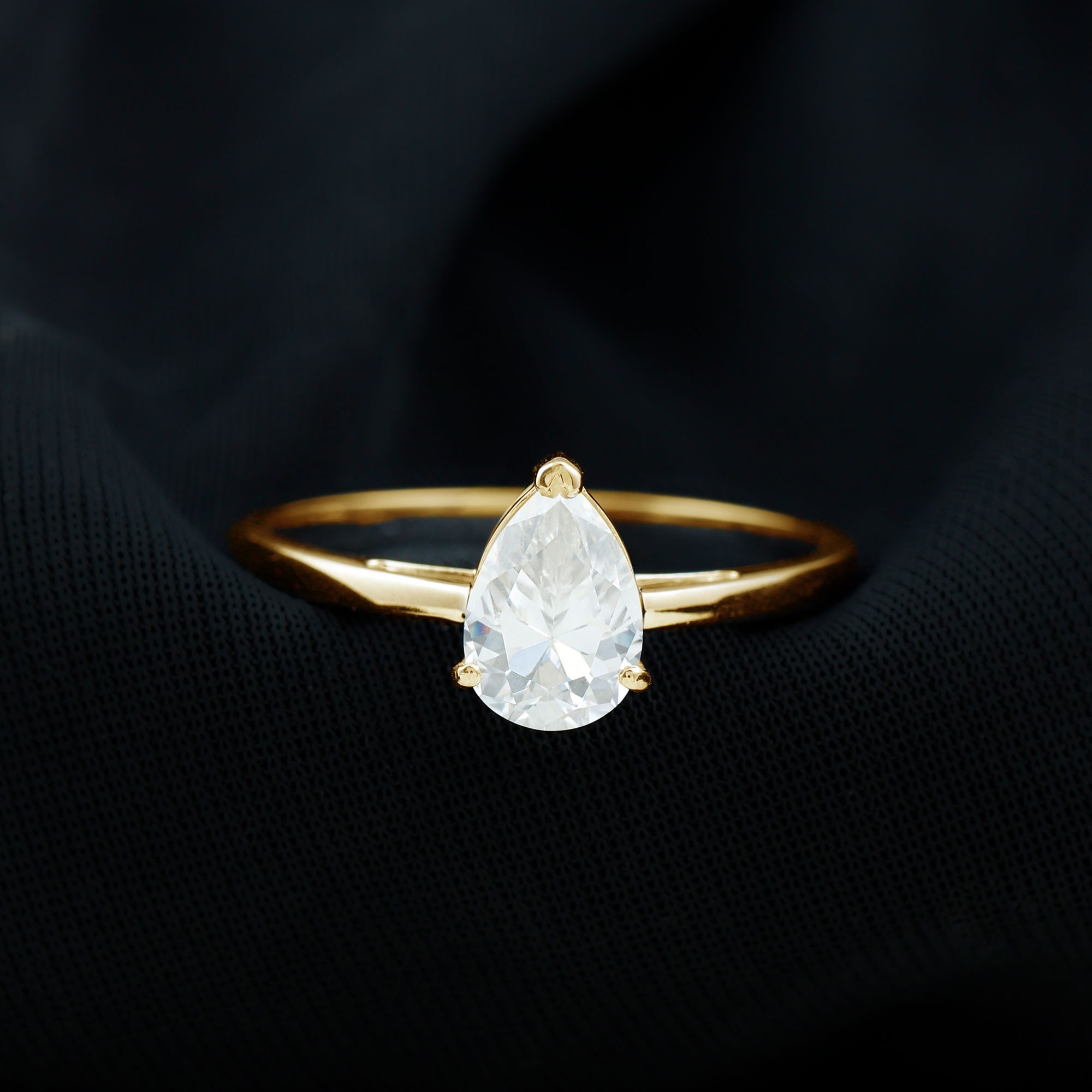 7X10 MM Pear Shape Moissanite Engagement Ring, Moissanite Ring for Women, 2.25 CT Moissanite ...