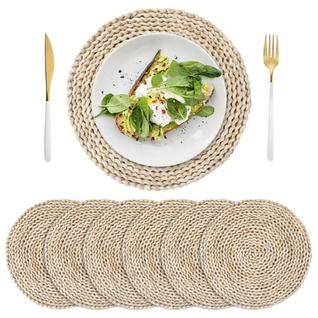 6 Pack, Woven Corn Husk Placemats, Natural Rattan Round Table Mats ...