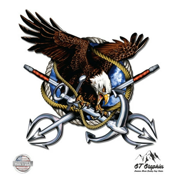 US Navy Eagle Anchors - 3" Vinyl Sticker - For Car Laptop I-Pad Phone Helmet Hard Hat ...