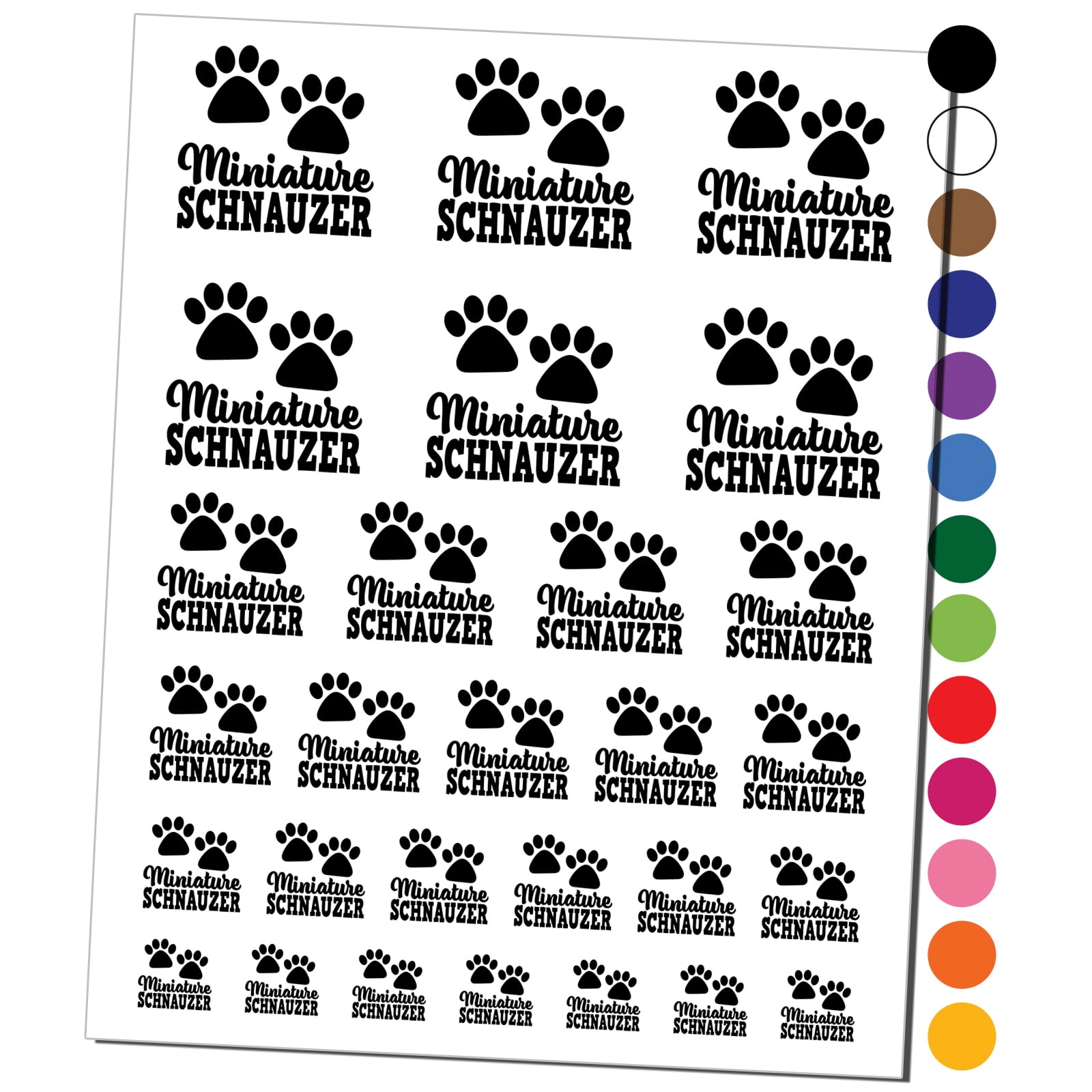 Miniature Schnauzer Dog Paw Prints Fun Text Water Resistant Temporary ...