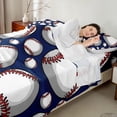 3/4pcs Baseball Sheet Set - 3D Blue Ball Pattern Sports Theme Bedding ...