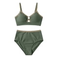 Amzcrzy Two Piece Swimsuit for Women High Waisted Metal Ring Bikini ...