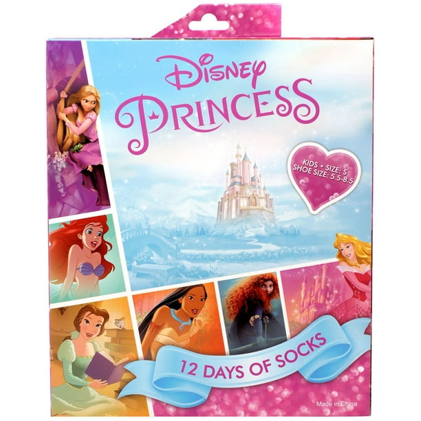 HYP - 12 Days of Socks Kids Disney Princess Socks 12-Pack [Shoe Size 5. ...