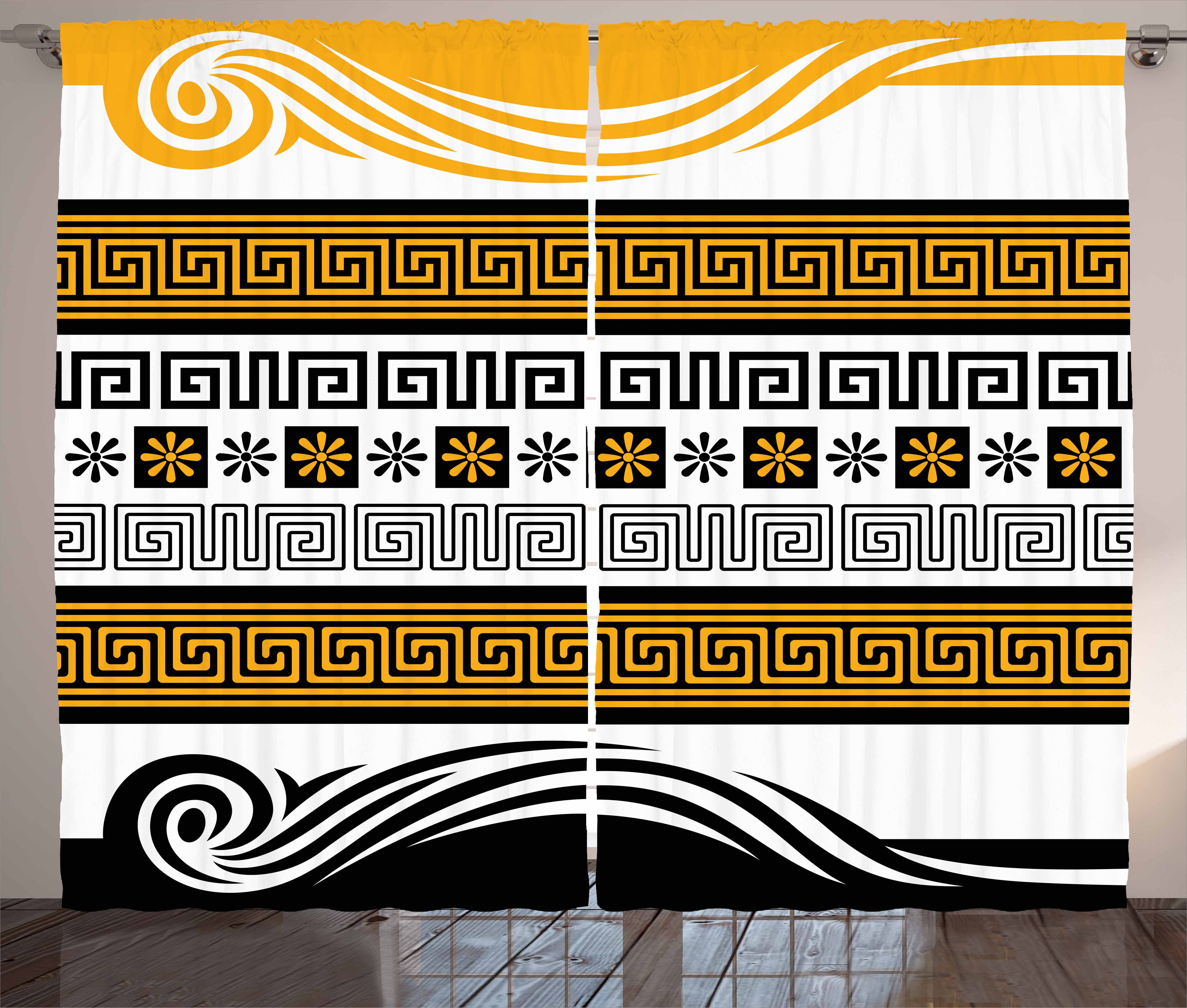 Greek Key Curtains 2 Panels Set, Neoclassical Borders Collection ...