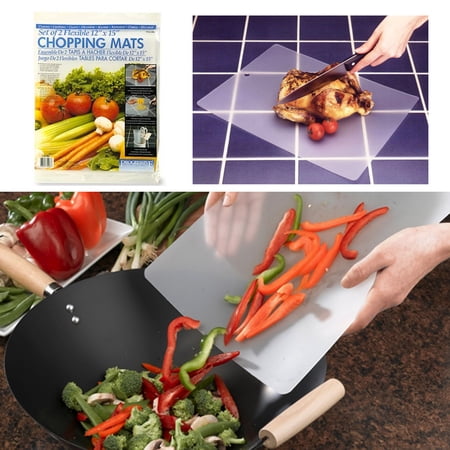 2 Flexible Chopping Mats Kitchen Fruit Vegetable Plastic Cutting Board ...